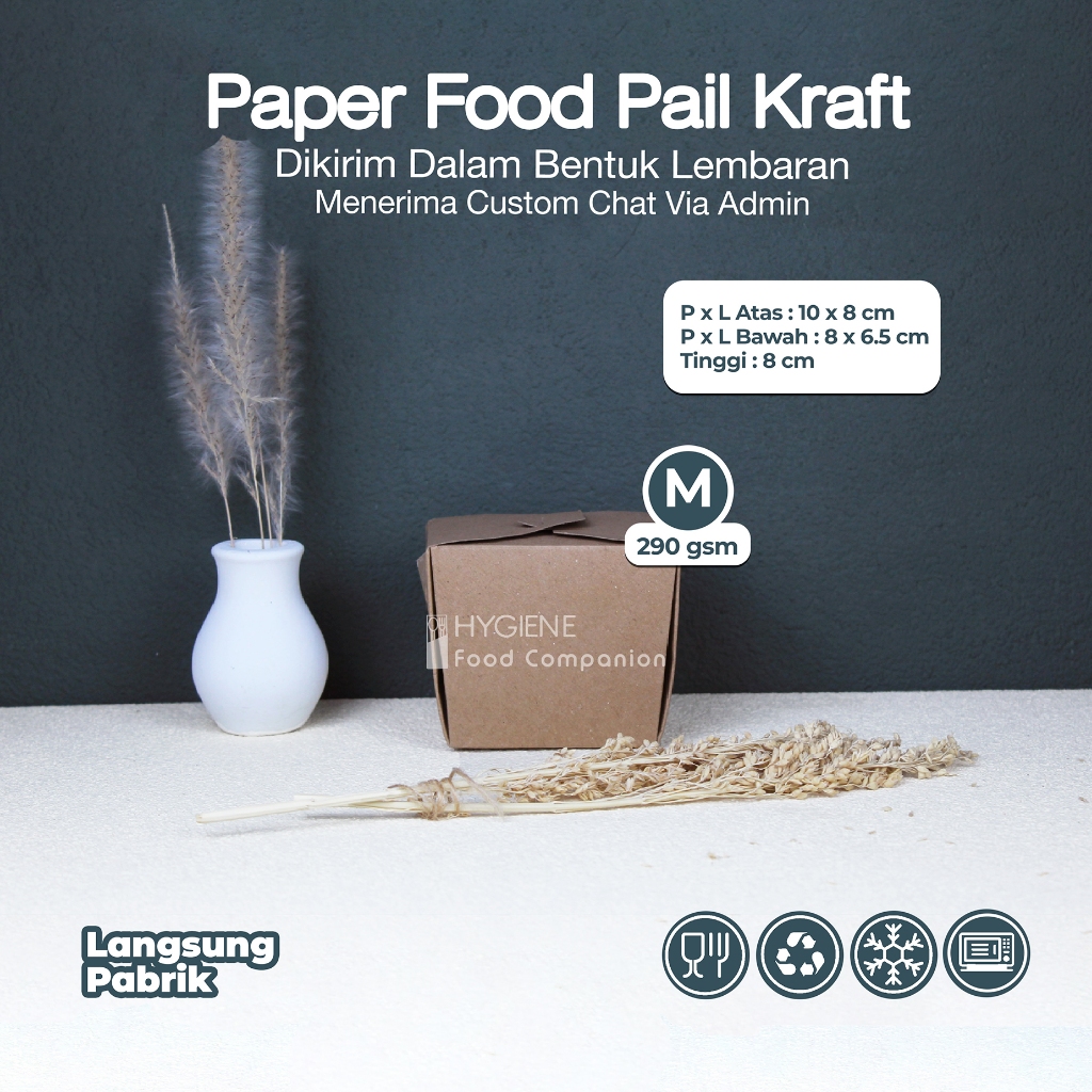 Jual FOOD PAIL MEDIUM / PAPER RICE BOX / PAPER FOOD TRAY LAMINASI ...