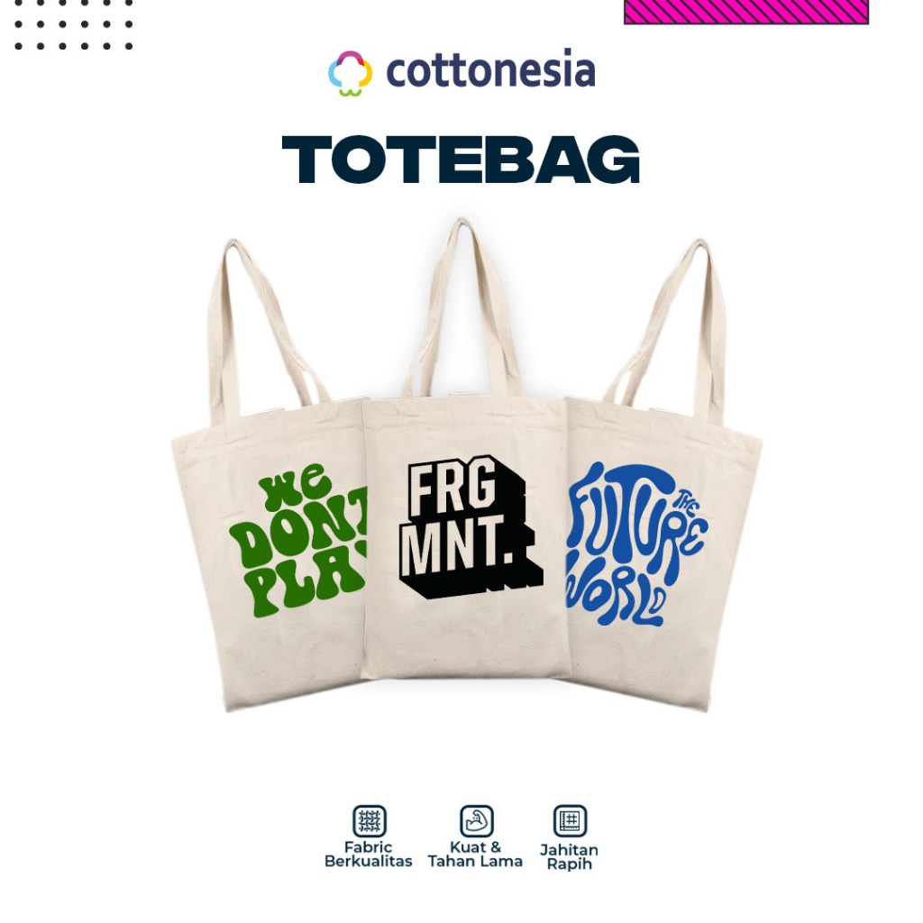 Jual Sablon Custom Tas Totebag Canvas High Quality I Print Sablon DTF ...