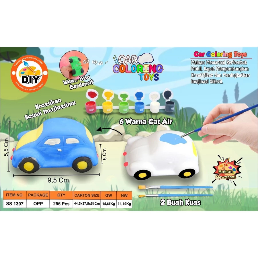 Jual Mainan DIY Mewarnai 3D Vinil Coloring Set Cat 6 Warna 2 Kuas ...