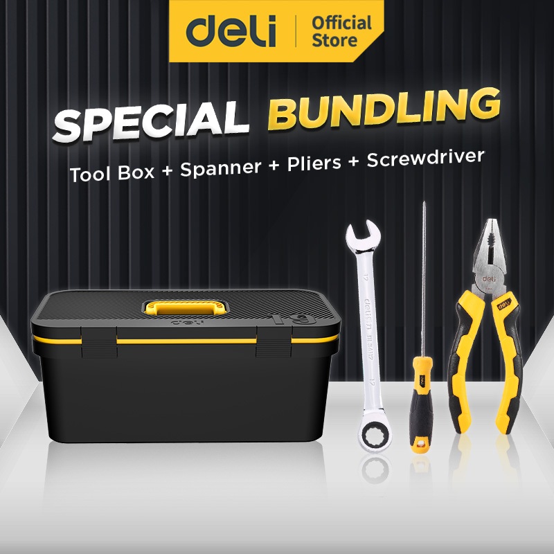 Jual Deli Tools Paket Tool Box Kuat Ukuran 19 inch DL432819 | Shopee Indonesia