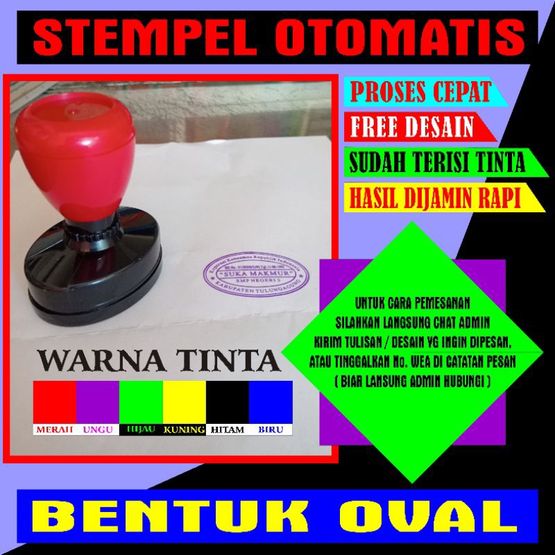 Jual STEMPEL FLASH // OTOMATIS // OVAL // Sdh terisi tinta // tinggal ...