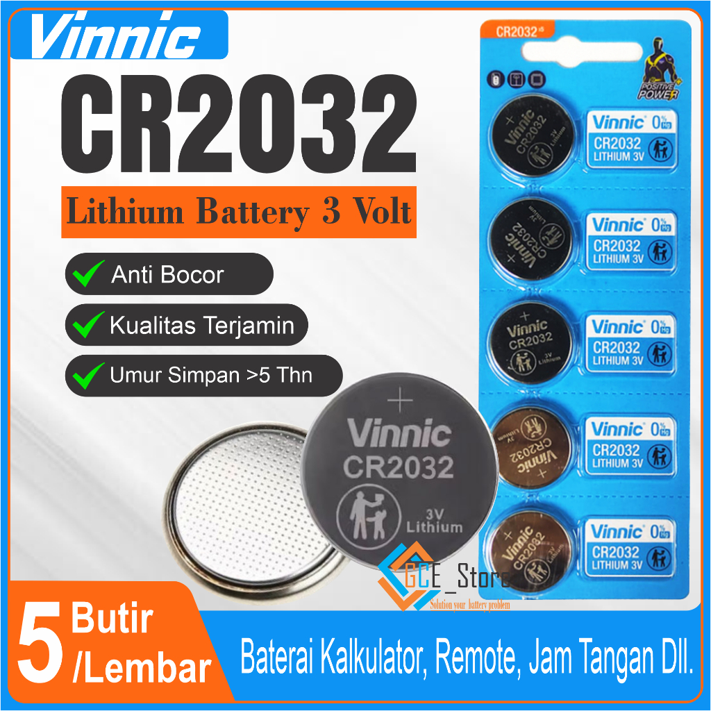 Jual Baterai CR 2032 3Volt Original Vinnic Lithium Batre CMOS, Jam Tangan, Remot Mobil dan Motor ...