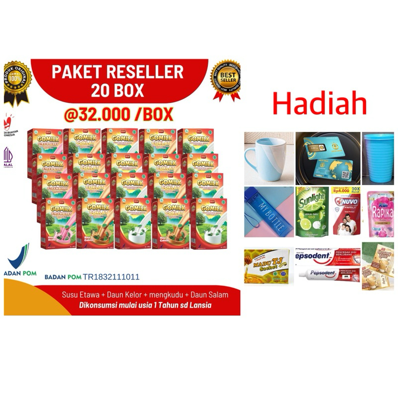 Jual (BONUS PILIH HADIAH) GOMILK PAKET RESELLER 20 BOX | Shopee Indonesia