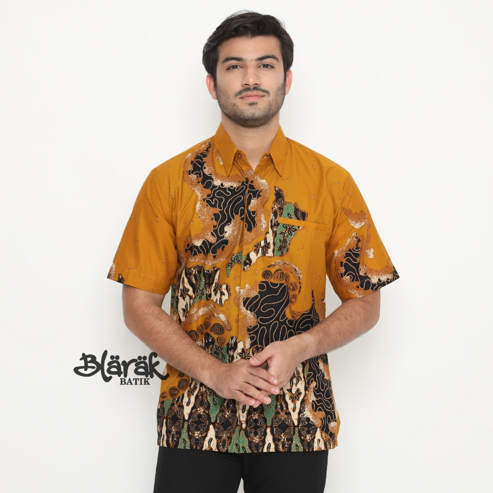 Jual BLARAK - Baju Batik Pria Welagar Kuning | Shopee Indonesia