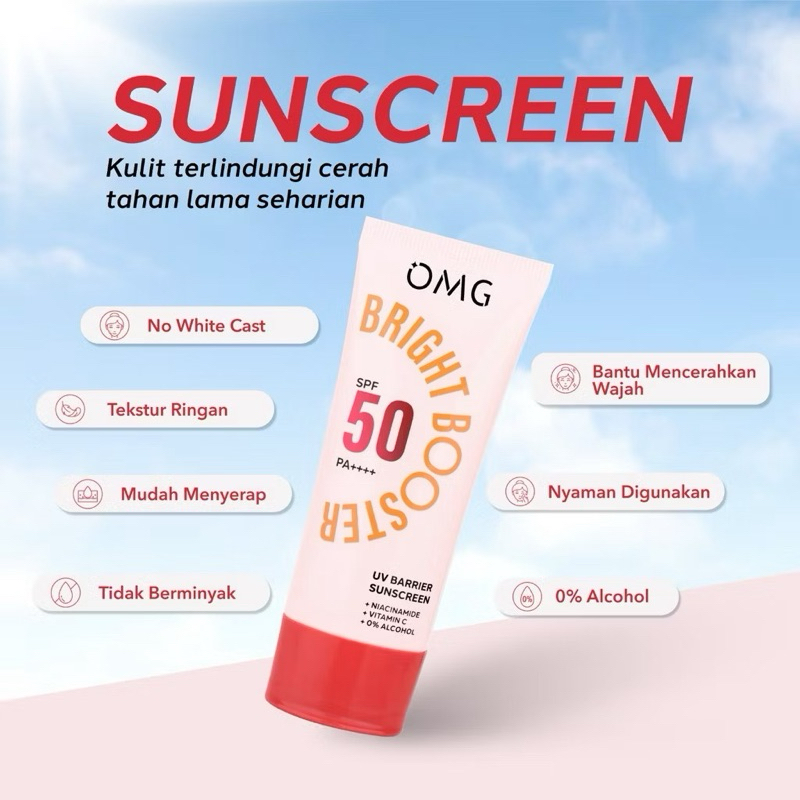 Jual NEW ! OMG Oh My Glow Bright Booster UV Barrier Sunscreen SPF 50 PA++++ 25mL | Shopee Indonesia