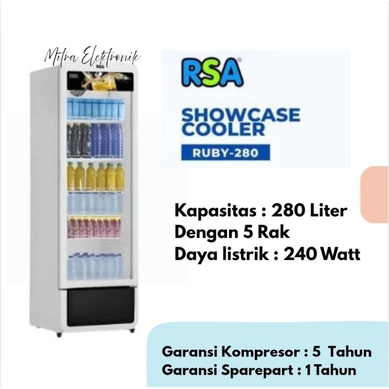 Jual RSA Showcase Cooler 5 Rak Kapasitas 280 Liter Ruby-280 / Showcase ...