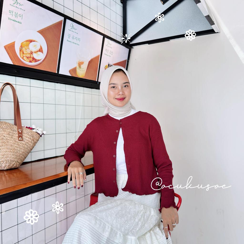 Jual Bim Cardigan Crop Wanita Korean Style - Bahan Rajut / Knit / Waffle - Outer Cewek Kekinian ...