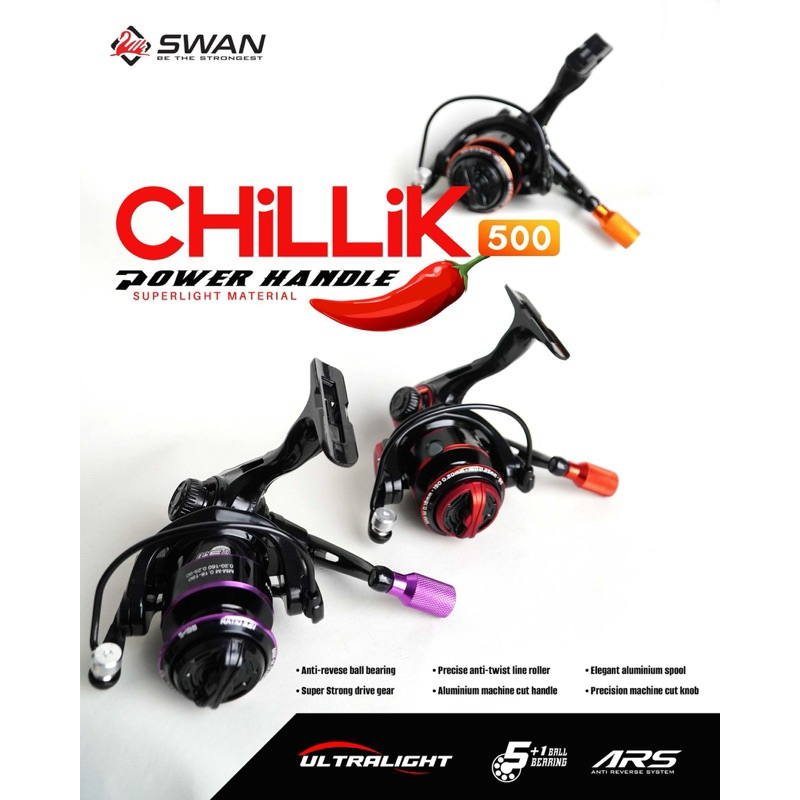 Jual REEL SPINNING SWAN CHILLIK 500 POWER HANDLE ONE WAY CLUTCH ...