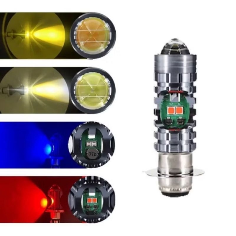 Jual Lampu Utama LED Lasergun Motor AC DC D3 2 warna Plus senja Merah ...