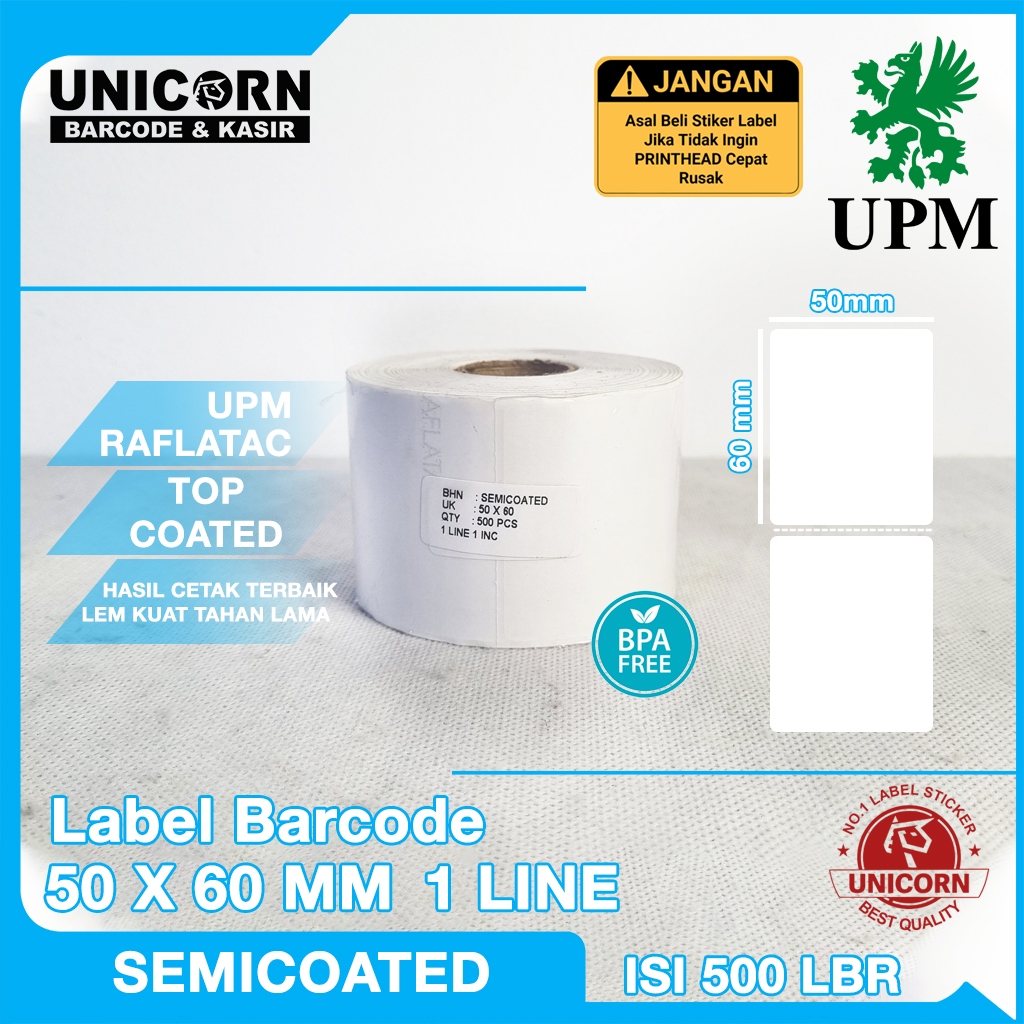 Jual Stiker Label Barcode Semicoat Semicoated 50x60 mm / 50 x 60 mm ...