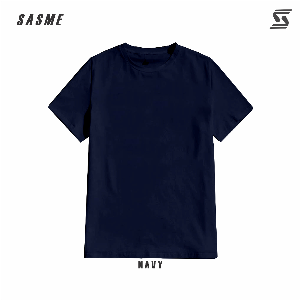 Jual SASME Kaos Polos Biru Navy | Kaos Polos Lengan Pendek Cotton ...