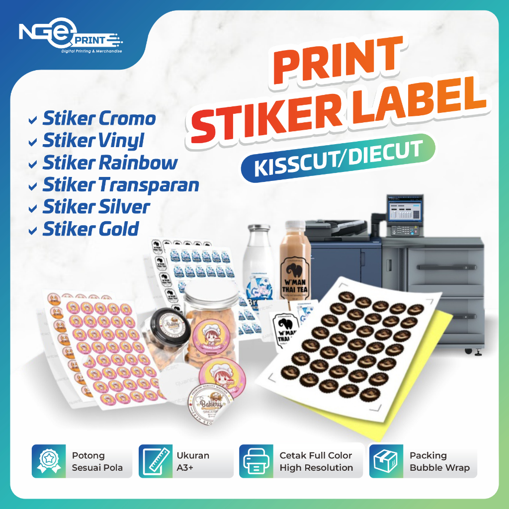 Jual Print & Cut Sticker , Cetak Kiss Cut & Die Cut Sticker Label ...