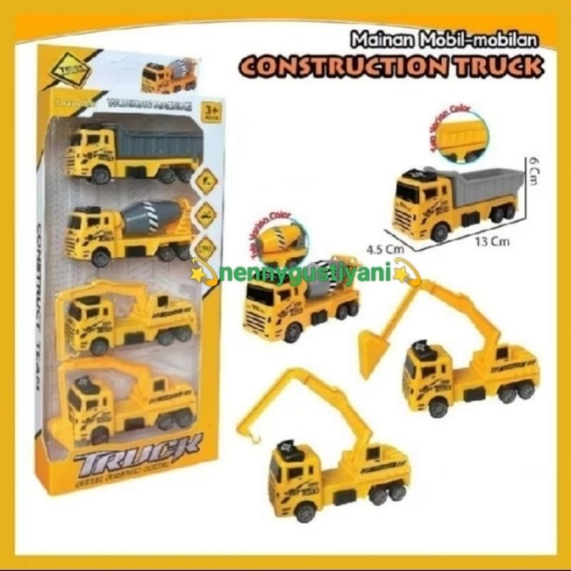 Jual Mainan mobil truk kontruksi pull back isi 4 pcs | Shopee Indonesia