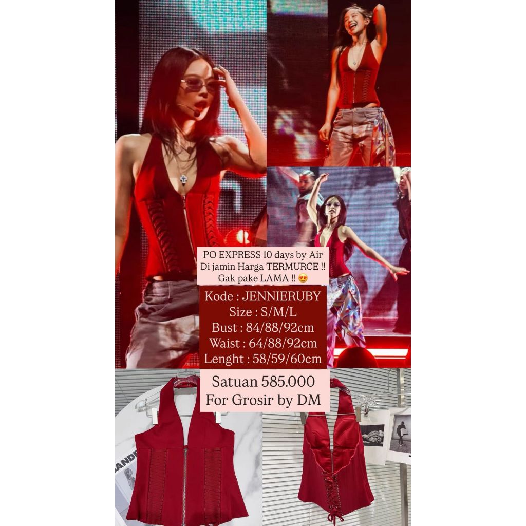 Jual ‼️WITHEURSTYLEE‼️ JENNIE RUBY TOP RED PREMIUM HALTER NECK LIKE ...