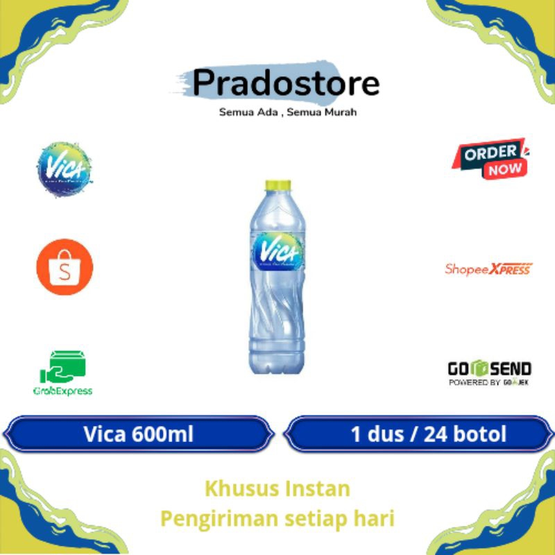 Jual Vica Air Mineral Dalam Kemasan Botol 600ml [1 Dus / 24 Botol ...