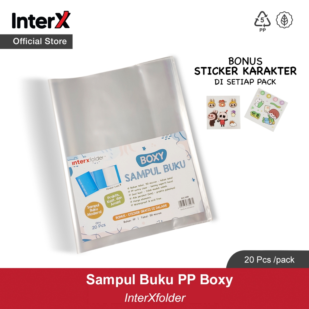 Jual InterX Folder Book Cover Boxy - Sampul Buku Plastik Bening 20pcs ...