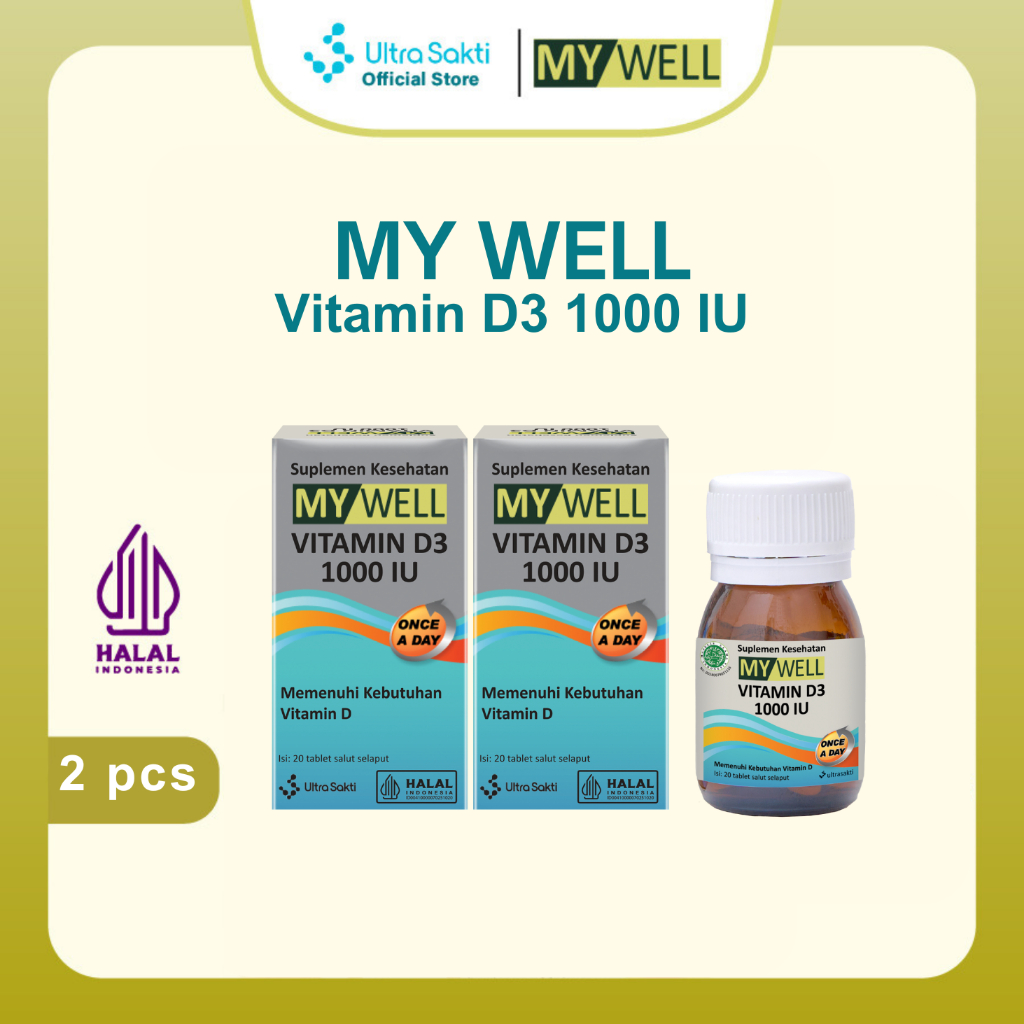 Jual Mywell Vitamin D3 1000IU 2pcs @20Tablet-Suplemen Kesehatan Imun ...