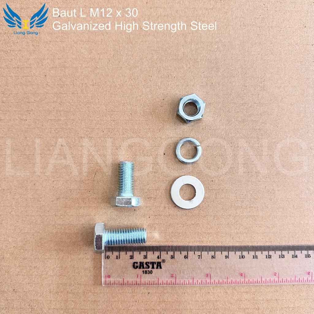 Jual Baut M12x30 Putih Galvanis | Baut Mur Ring Per Ring Plat | Shopee ...