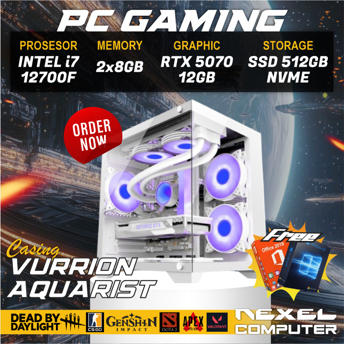 Jual Pc Gaming | Intel i7 12700F | RTX 5070 12GB GDDR7 | SSD 512 NVME ...