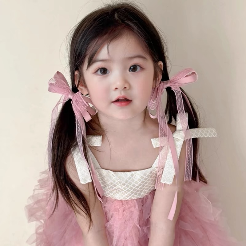 Jual Anak Perempuan Klip rambut anak-anak pita panjang simpul kupu-kupu ...