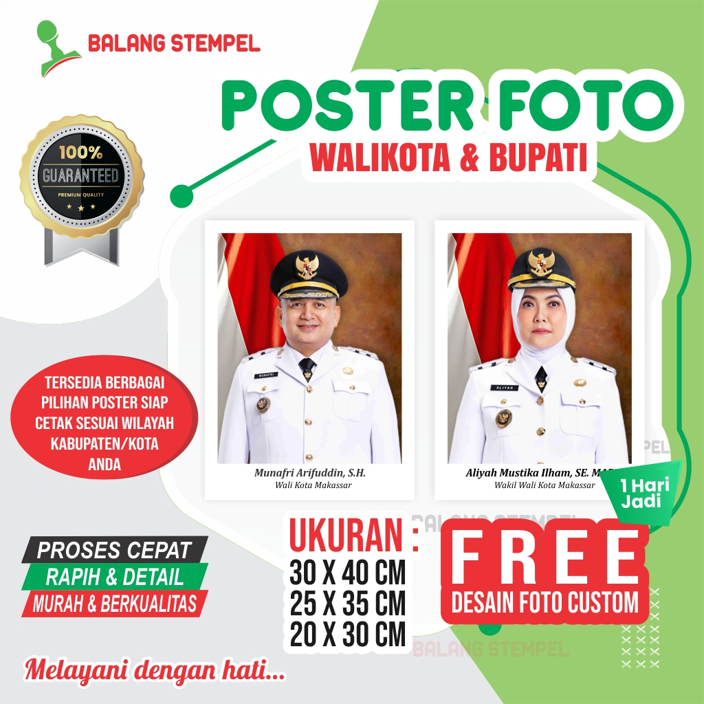 Jual Poster Walikota Cetak Foto Bupati Free Request Sesuai Wilayah ...