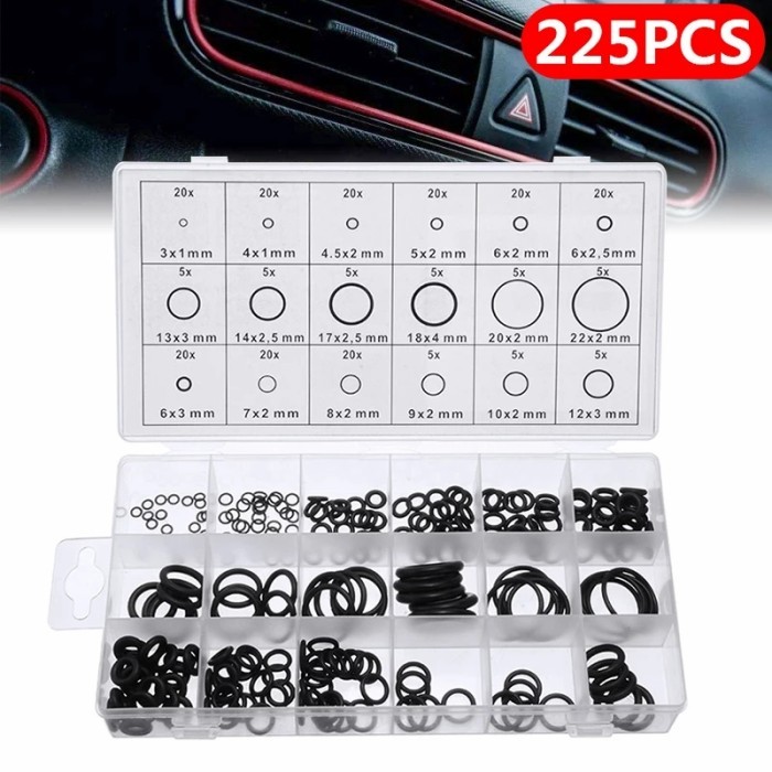 Jual Karet Seal O Ring Set Box Tebal Tahan Panas Rubber Seal Tightening Multifungsi Mobil 225PCS ...