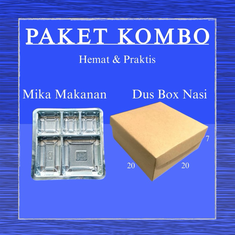 Jual Paket dus box nasi uk 20x20x7 dan mika makanan||Kardus coklat ...
