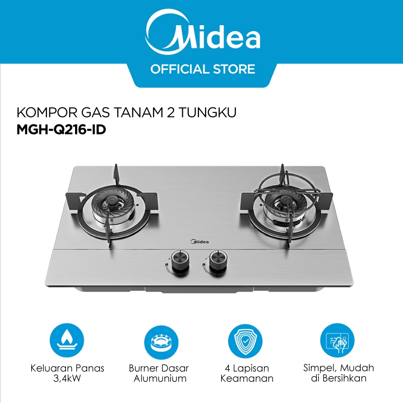 Jual MIDEA Kompor Gas Tanam 2 Tungku Efficiency Firepower– MGH-Q216-ID | Flame Failure Device ...