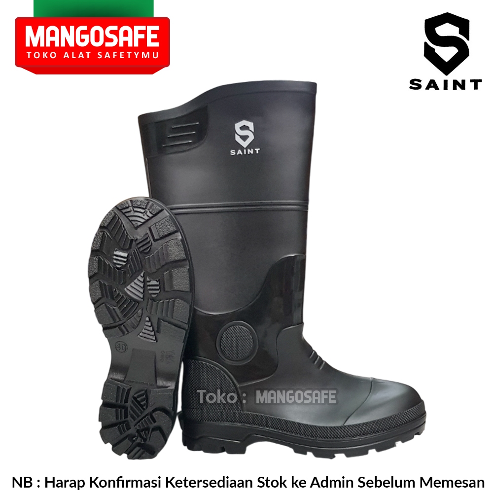Jual Sepatu Boot Karet SAINT ALPHA PREMIUM warna Hitam / Sepatu Boots ...