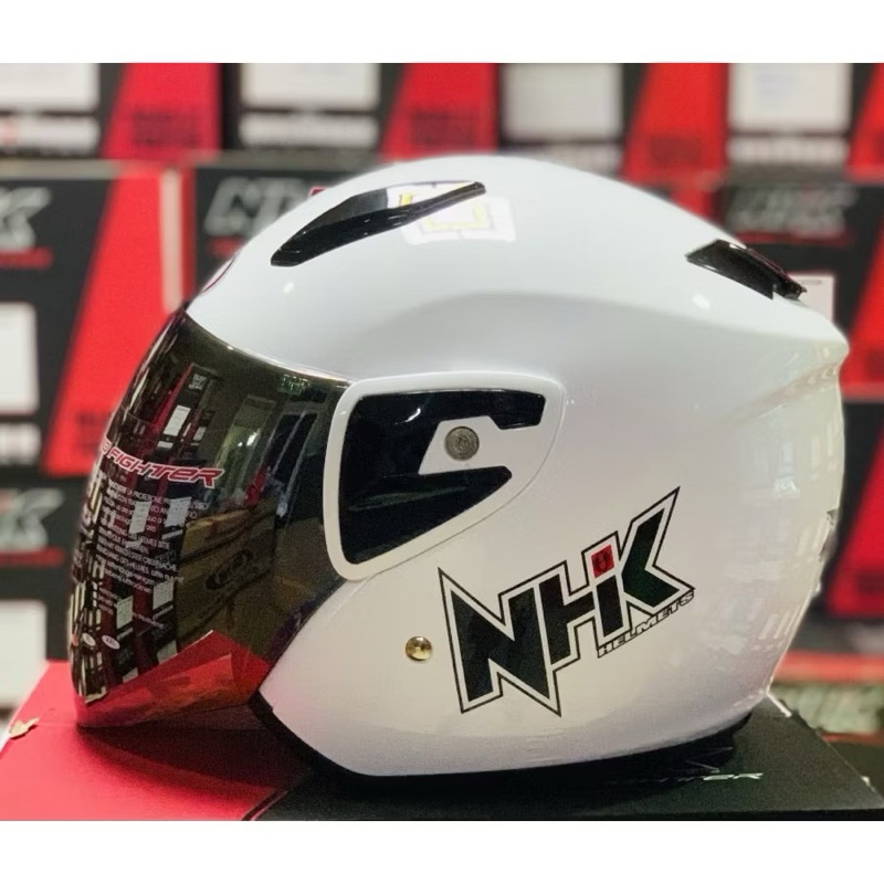 Jual NHK R7 WHITE ORIGINAL HELM HALF FACE NHK R-7 PUTIH ORI SNI | Shopee Indonesia
