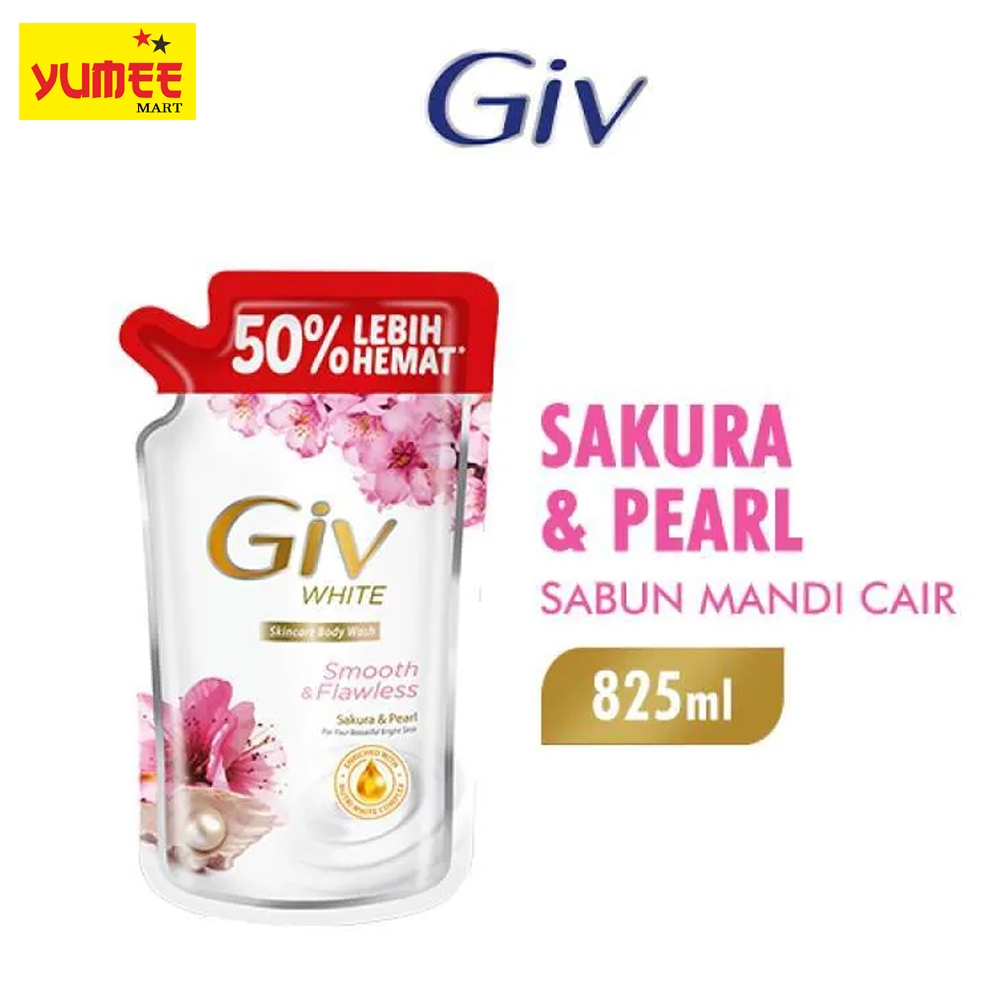 Jual Giv White Sabun Mandi Cair Sakura Pearl Pouch 825 ml | Shopee ...
