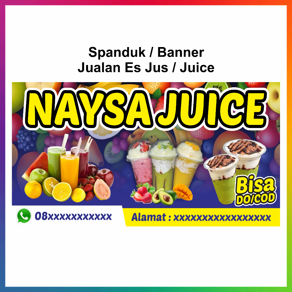 Jual Spanduk / Banner Jualan Jus Buah Juice | Custom Nama | Shopee ...