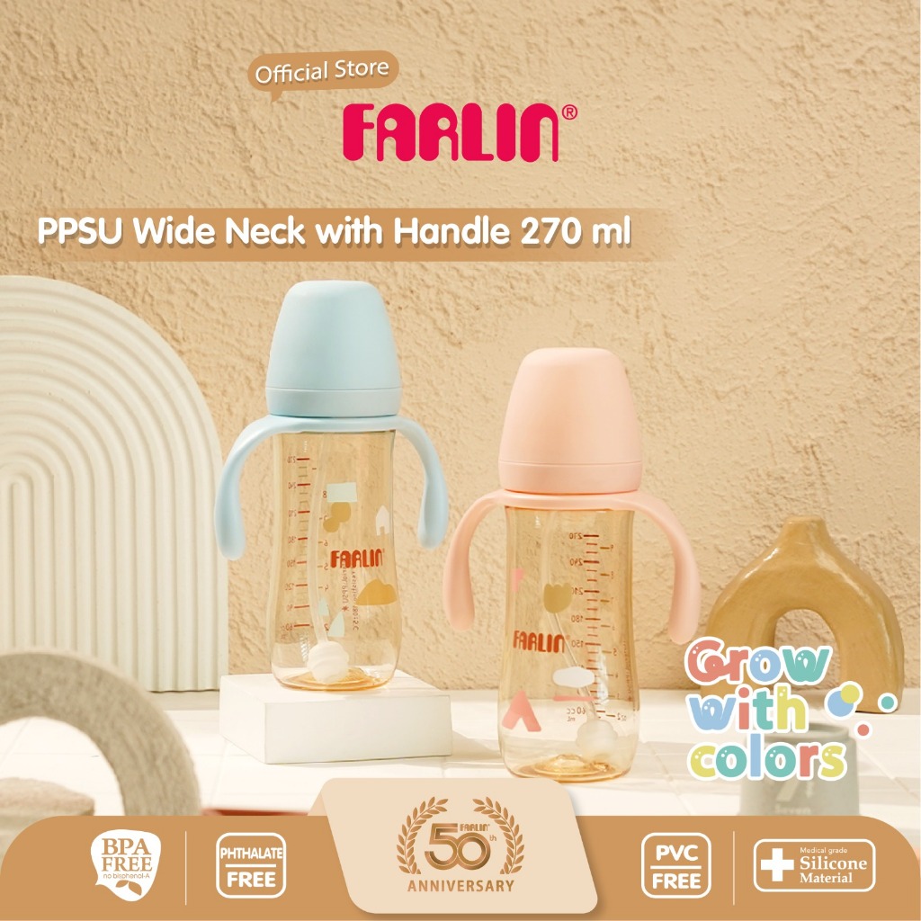 Jual Farlin Silky PPSU Little Artist Feeding Bottle with Handle - 270 ...