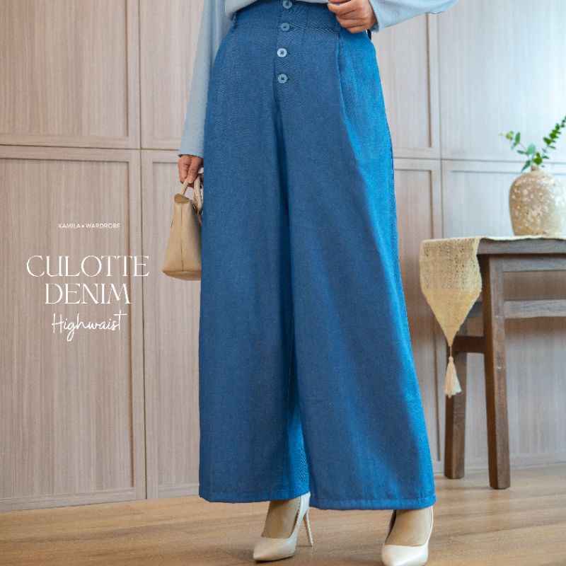 Jual Kamila - DENIM KULOT HIGHWAIST || Celana Kulot Jeans Wanita ...