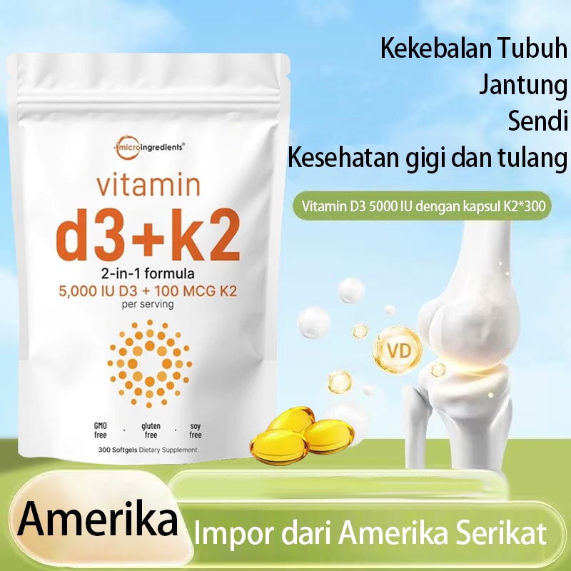 Jual Micro Ingredients Vitamin D3 K2 5000 iu 300 softgels Amerika 100%ORI | Shopee Indonesia