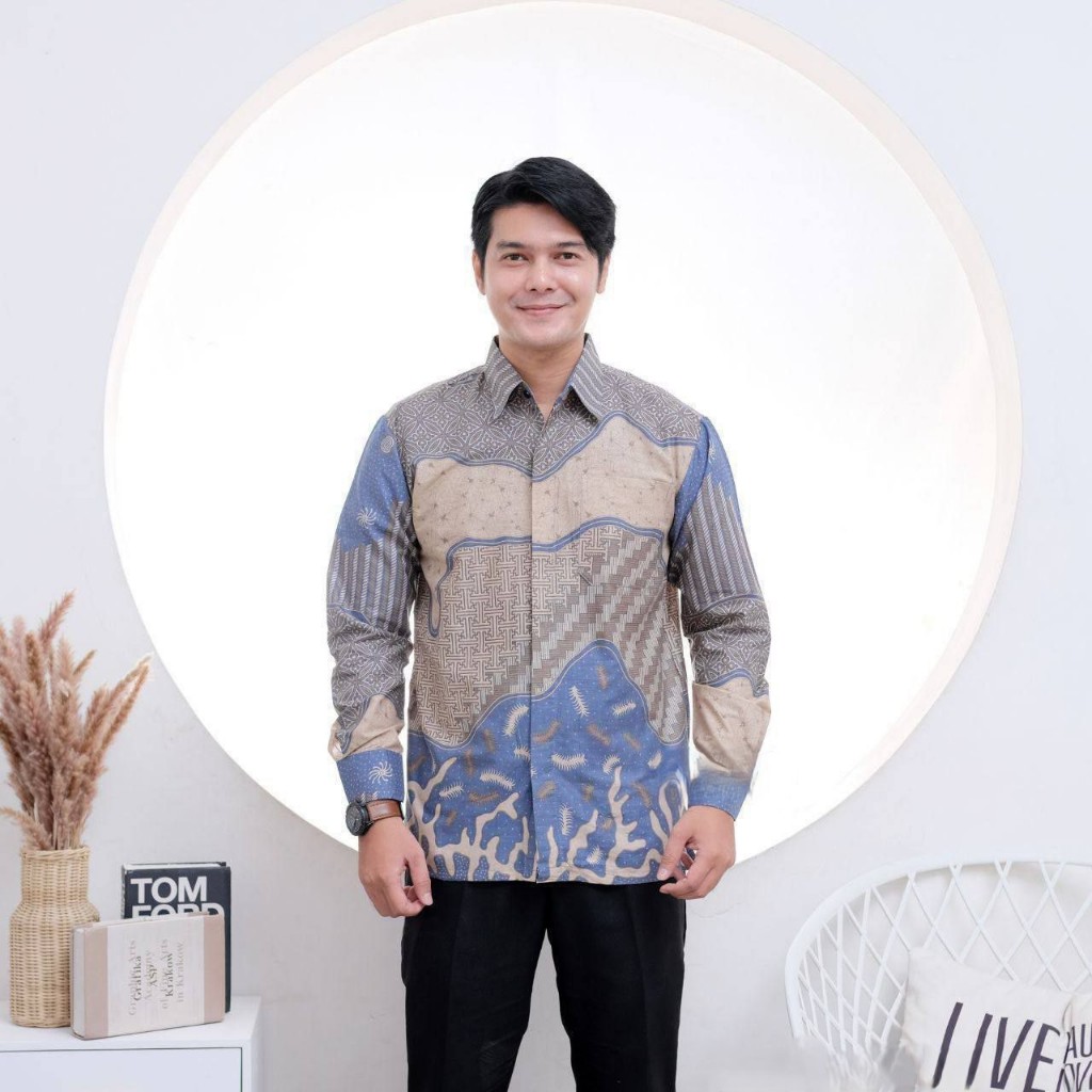 Jual KEMEJA BATIK PRIA LENGAN PANJANG / BAJU BATIK WARNA DENIM Kemeja ...