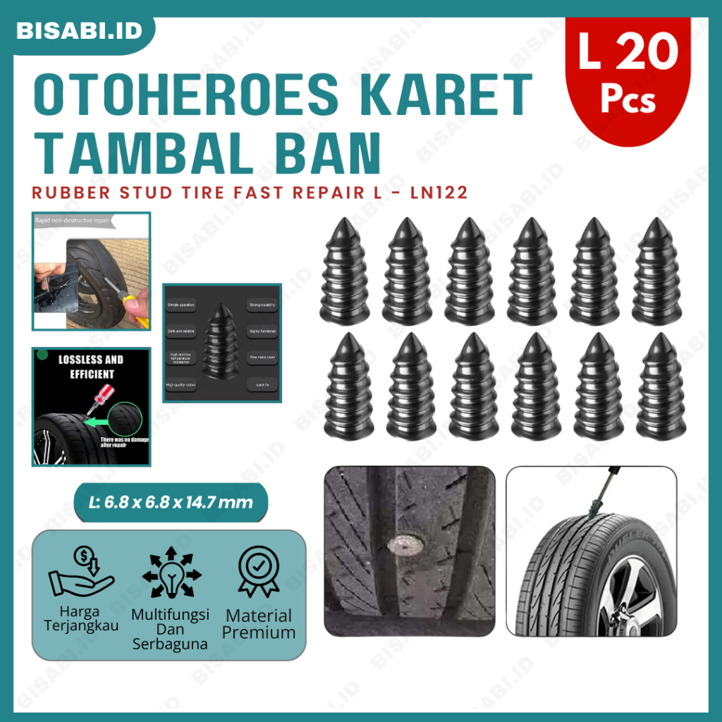Jual Dapat 20 PCS Tambal Ban Tubles Paku Karet Perbaikan Tubeless ...