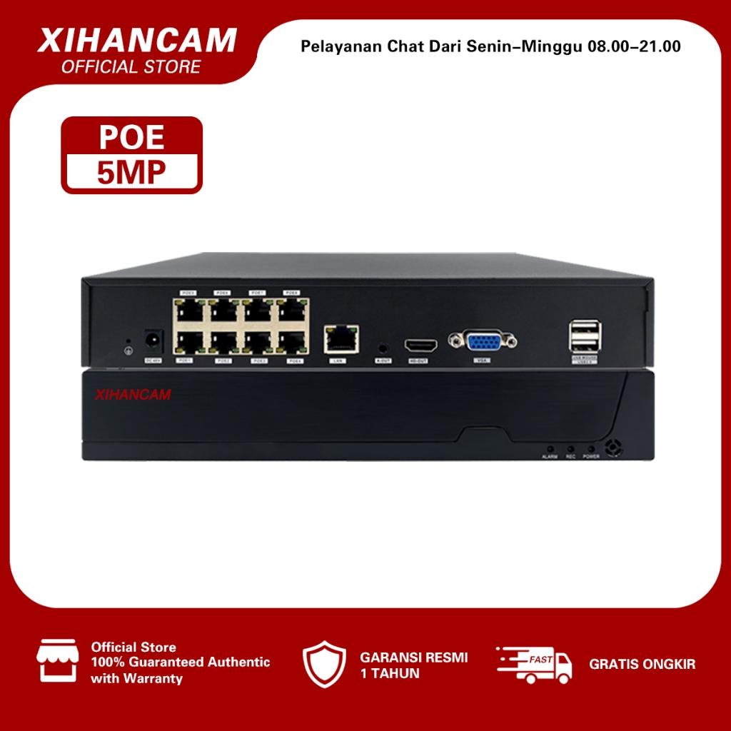 Jual XIHANCAM 5MP Smart NVR POE 4CH 8CH NVR POE CCTV 8 Channel 8 Port ...