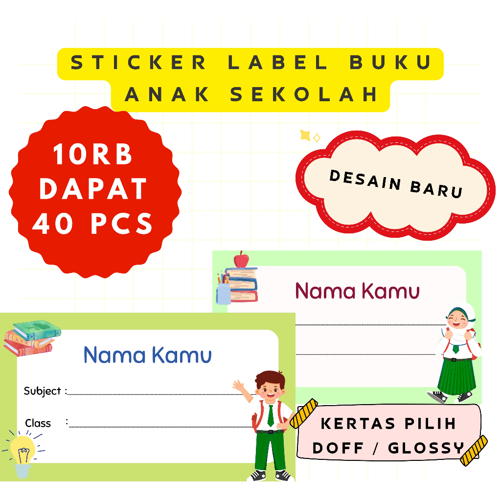 Jual Sticker Label Buku Anak Sekolah - Stiker Nama Anak Sekolah ...