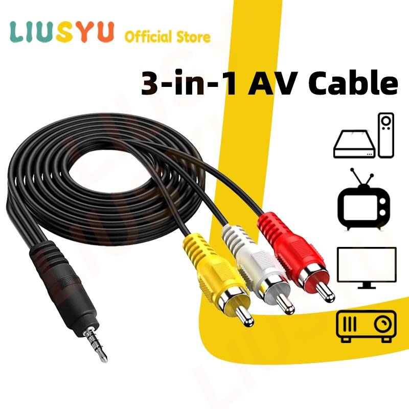 Jual Kabel RCA 3 In 1 Jack Audio Video TV 1 meter 3.5mm in 3Inch | Shopee Indonesia