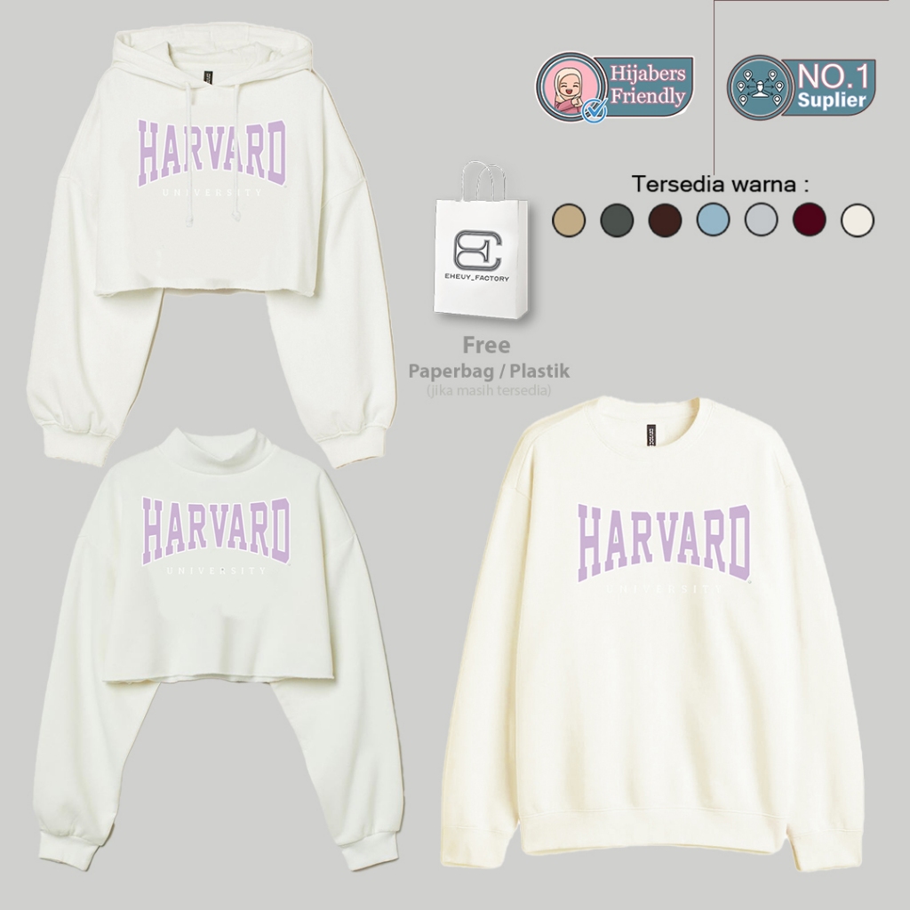Jual Hoodie Crop HARVARD Logo Ungu Broken White Sweater Hoodie Cropped ...