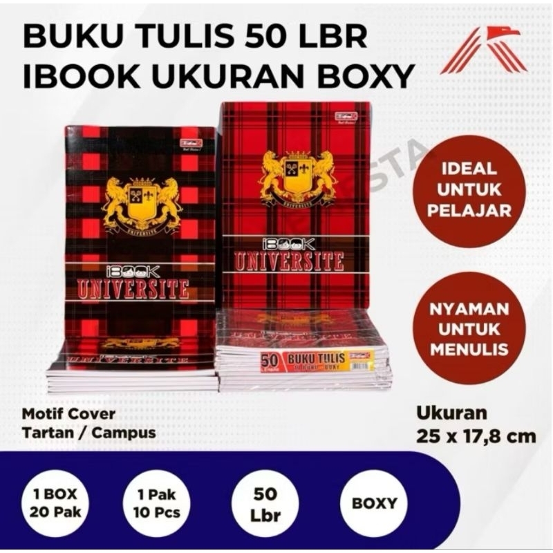 Jual Buku Tulis Panjang Boxy iBook isi 50 lembar ( 1 pack isi 10 buku ...