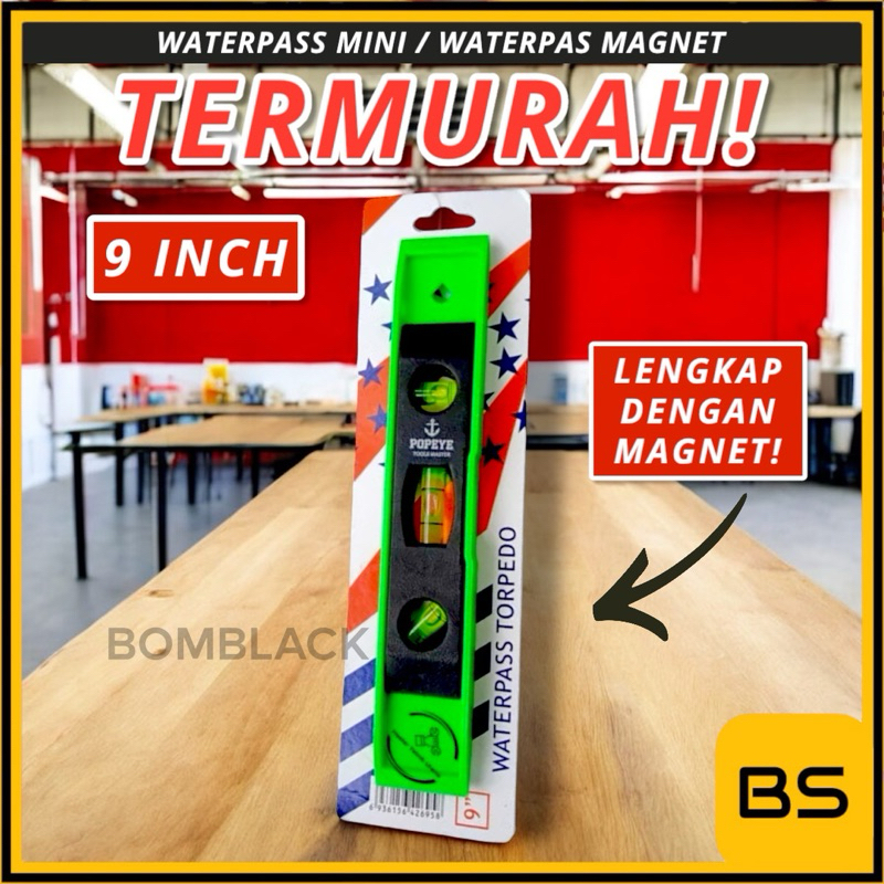 Jual Waterpass Magnet Mini 9 Inch Waterpas Water Pas Magnet Torpedo DN ...