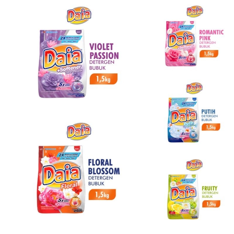 Jual 1.5kg 1.500gram Daia Violet Passion Romantic Pink Deterjen Detergent Bubuk | Shopee Indonesia