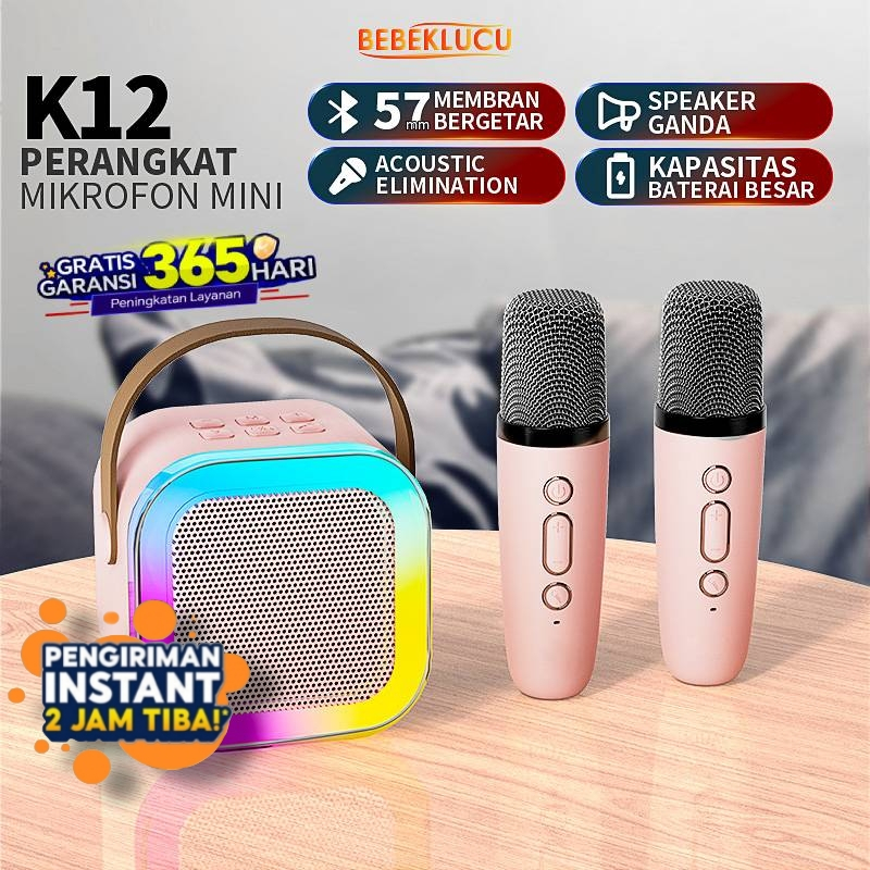 Jual K12 Mini Speaker Karaoke Bluetooth free 1 mic Full Bass Portable ...
