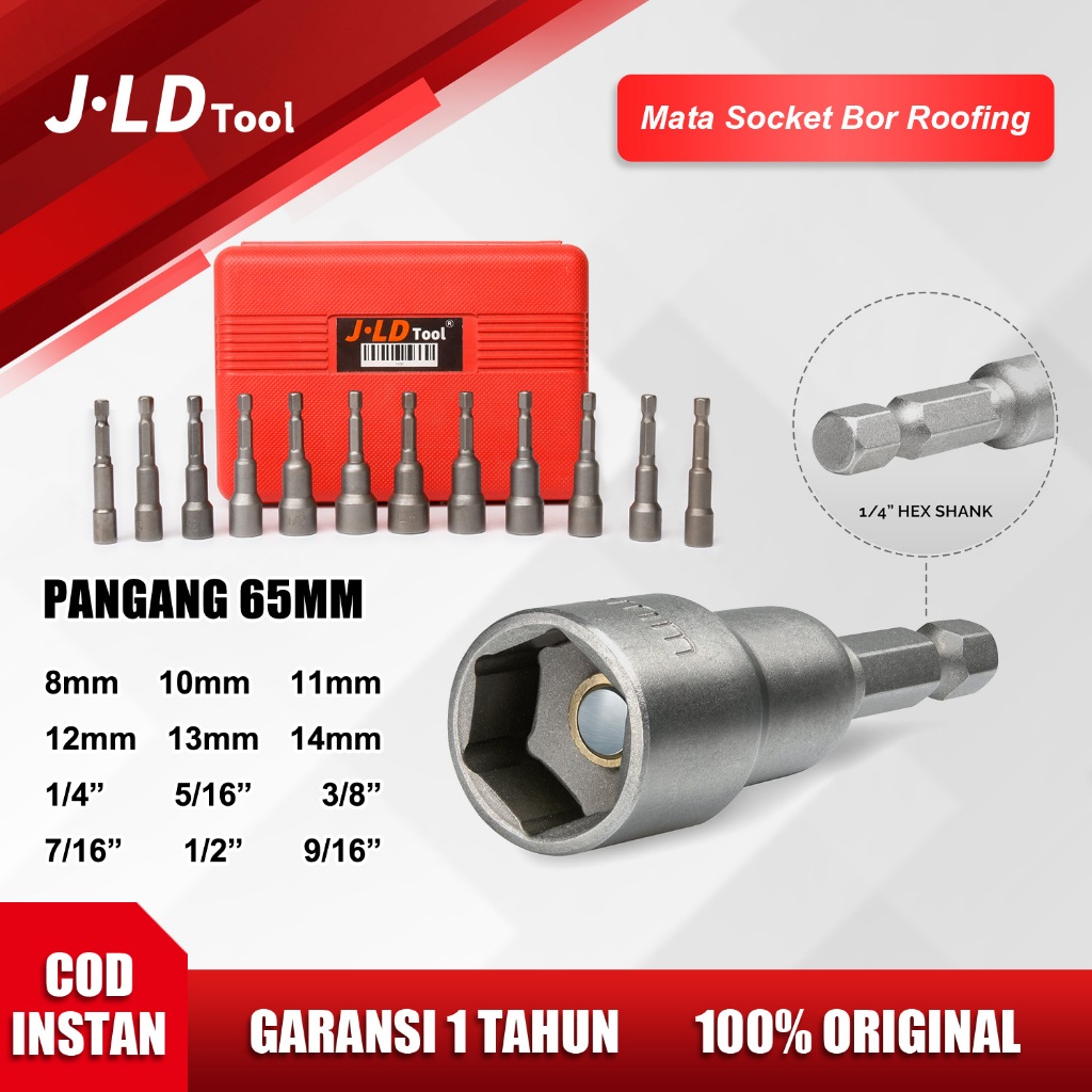 Jual JLD Mata Socket Bor Roofing Magnet 1/4" Hex Adaptor Bit Power Nut ...