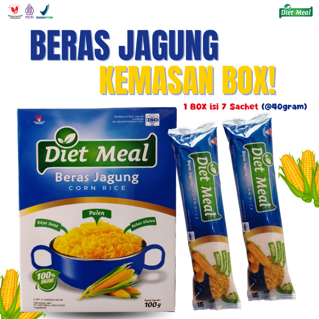 Jual Beras Jagung seduh DIETMEAL kemasa DUS BOX isi 7 sacet | Shopee ...