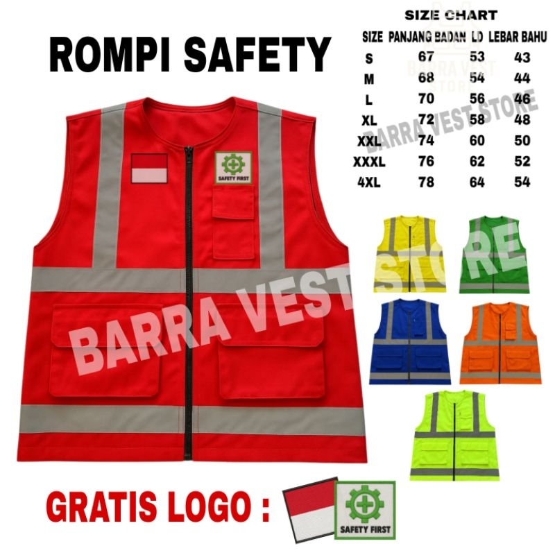 Jual ROMPI SAFETY FIRST/ROMPI PROYEK/VEST KERJA/LAPANGAN/ROMPI K3 ...