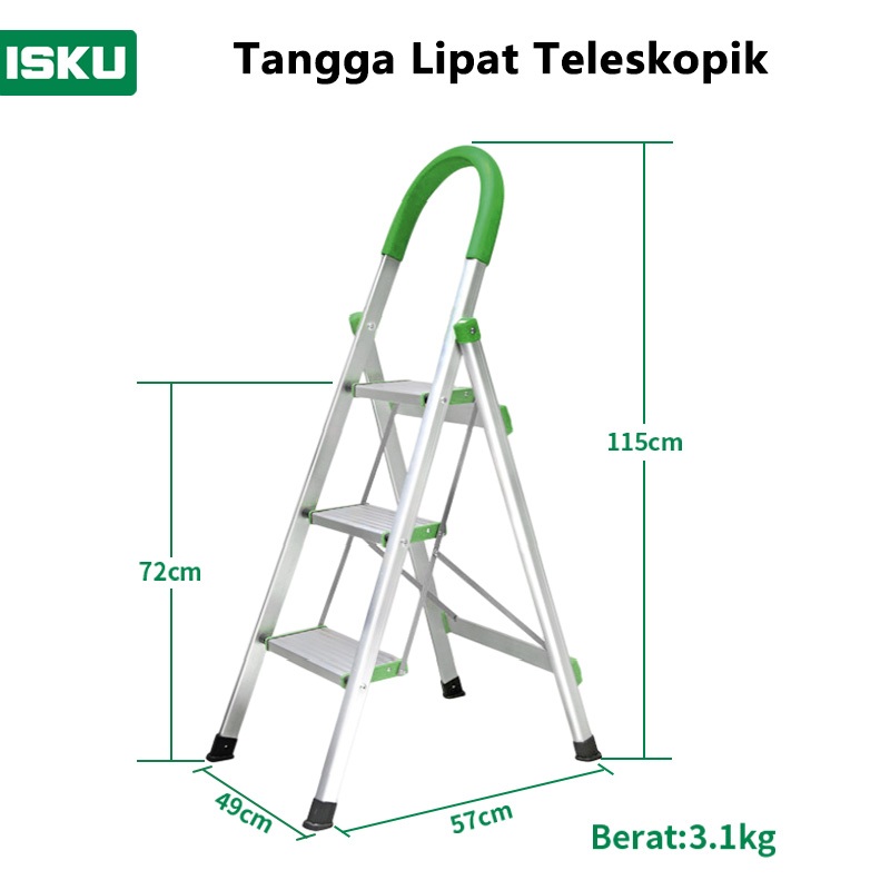 Jual ISKU Tangga Lipat Aluminium 5 Step Premium Ladder | Shopee Indonesia