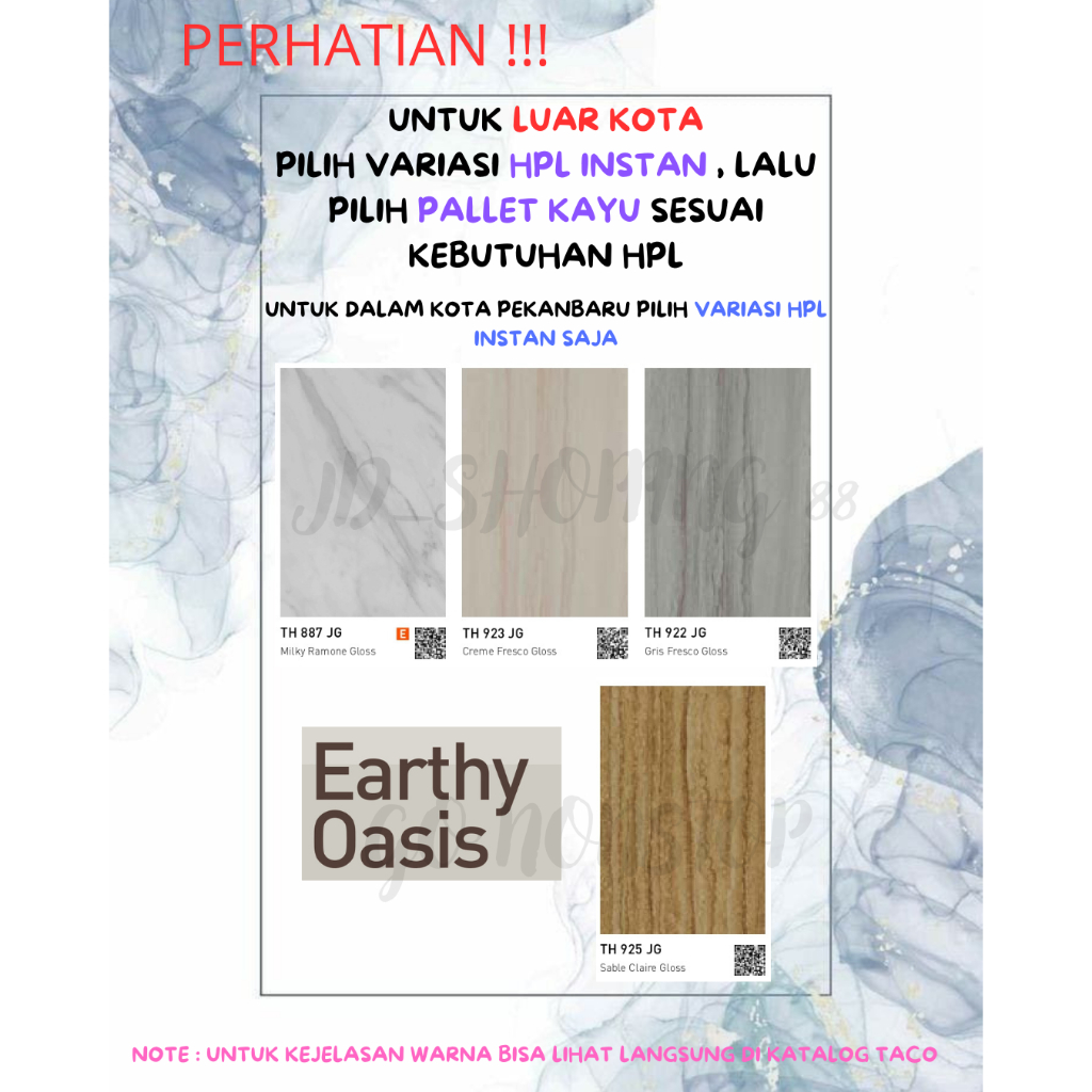 Jual (LUAR KOTA WAJIB PALLET KAYU) HPL TACO PATTERN GLOSSY KODE JG TH ...